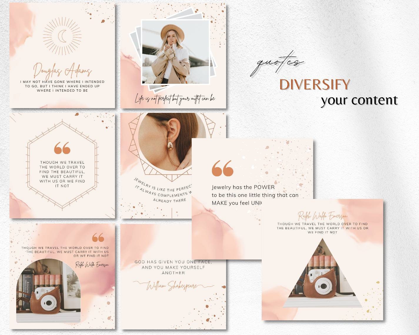40 Instagram Post Template, Watercolor Template, Social Media Kit for ...