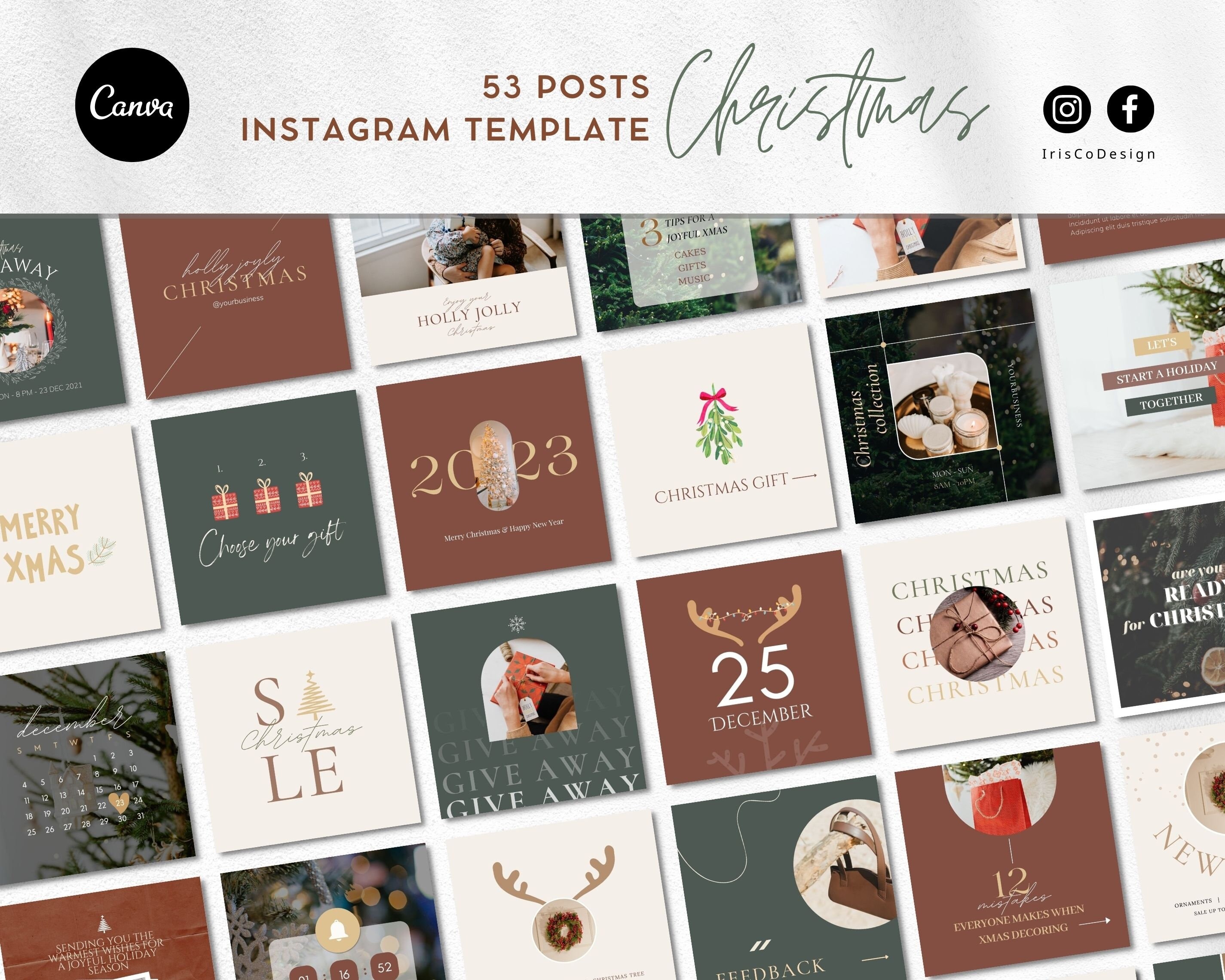 50 Instagram Template for Christmas Christmas Instagram Template Canva ...