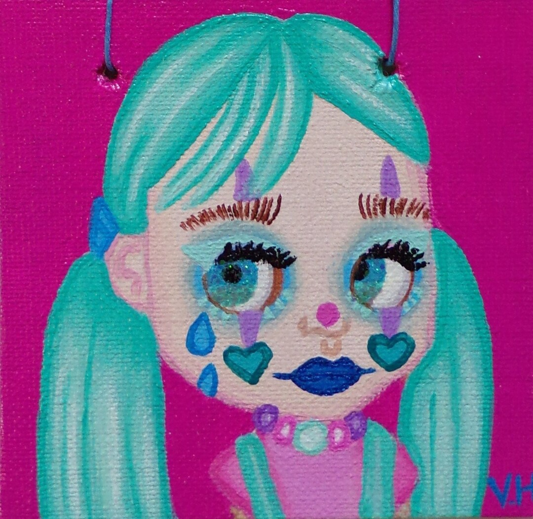 Hand Painted Big Eyes Pop Surrealism Girl Original Painting Whimsical ...