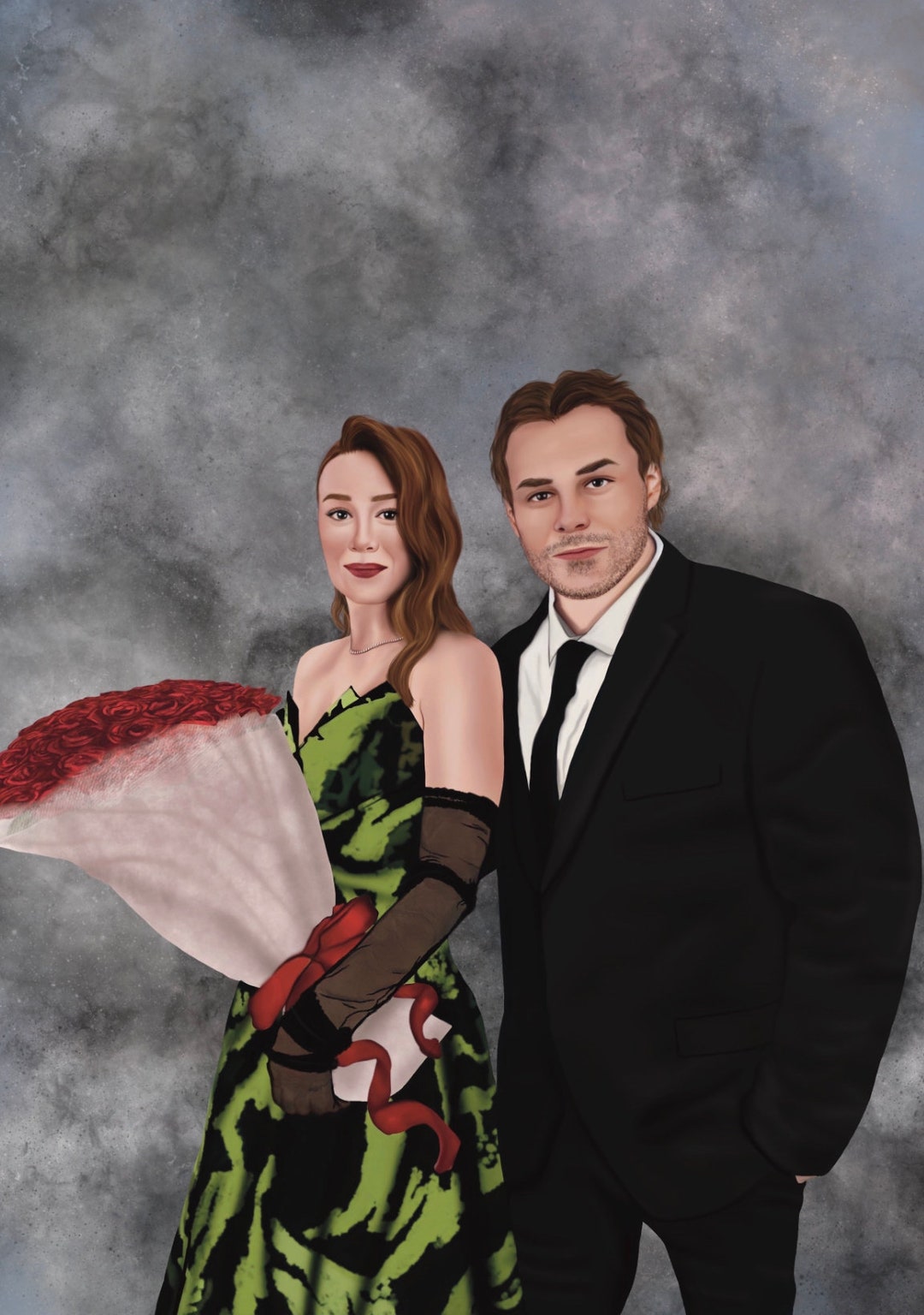 Custom 2 Person Realistic İllustration - Custom 1 Peson Portrait ...