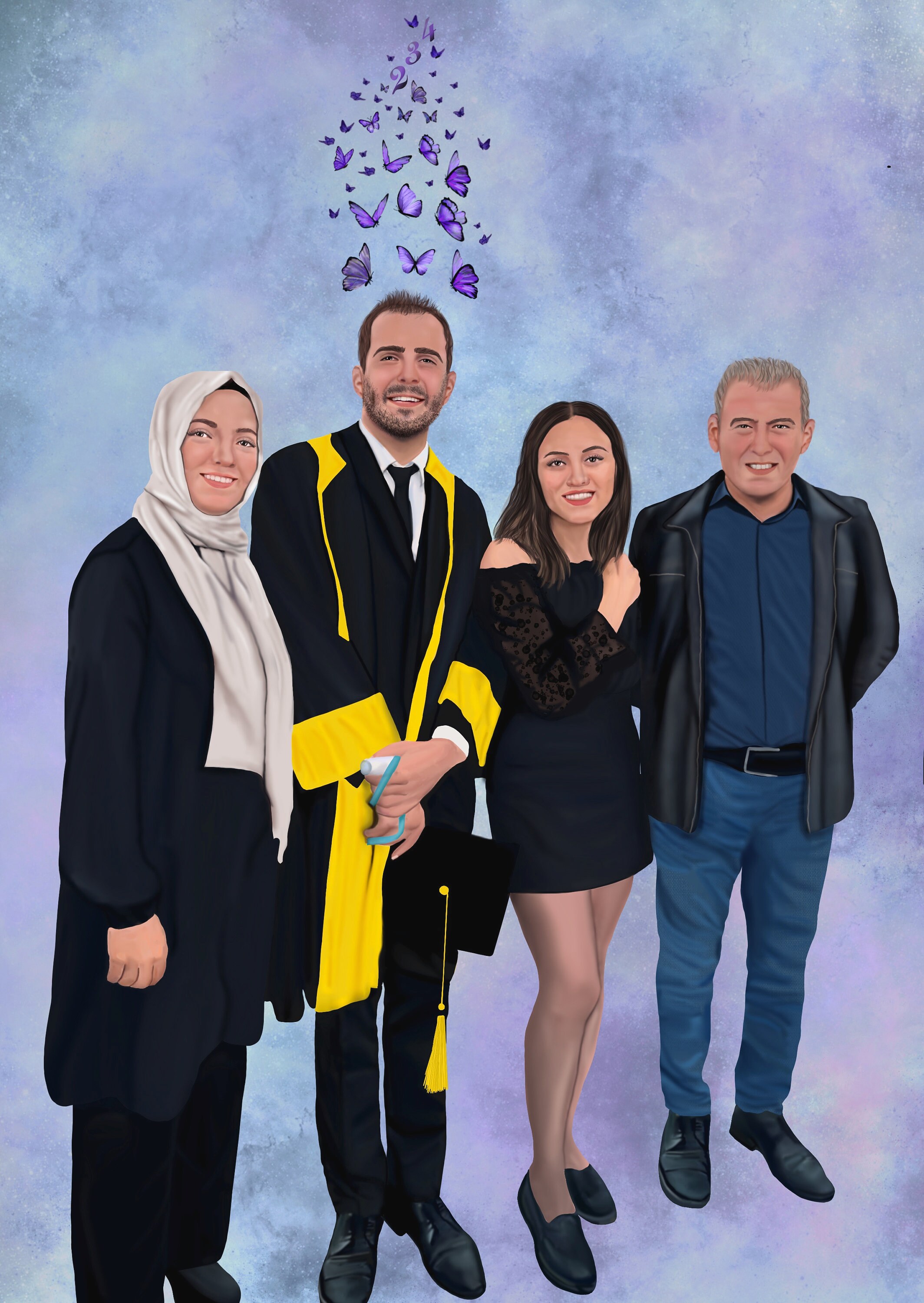 Custom 2 Person Realistic İllustration - Custom 1 Peson Portrait ...