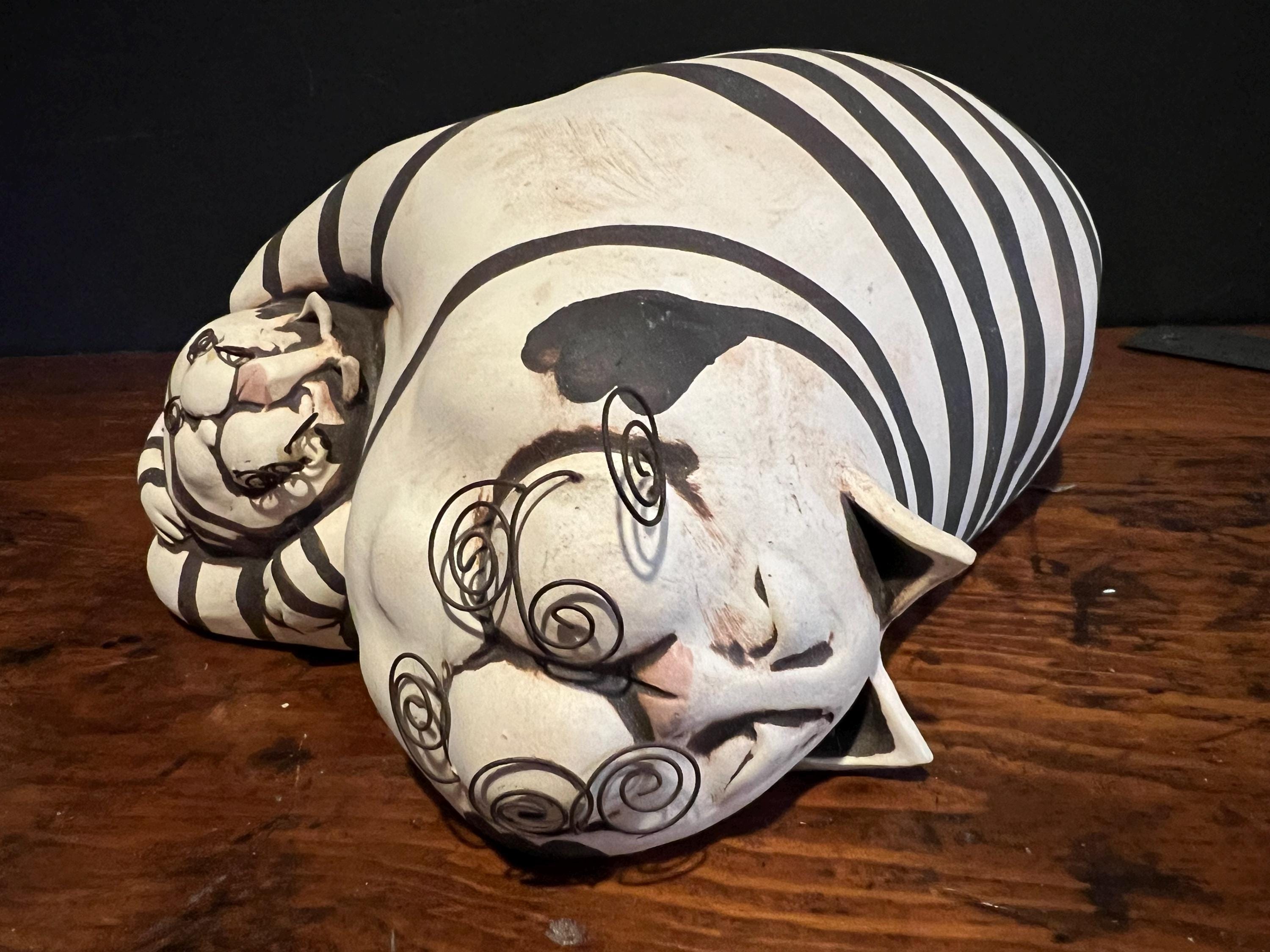 Vintage Fat Cat Kitten C Butler Jones Art Pottery Coin Bank Clay Signed ...