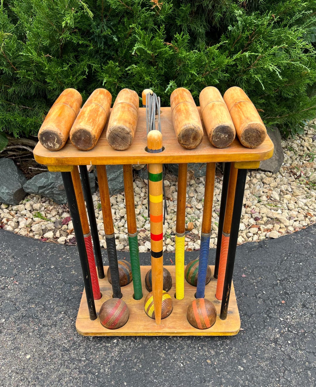 Vintage Croquet Set With Wood Stand 6 Player Antique - Etsy