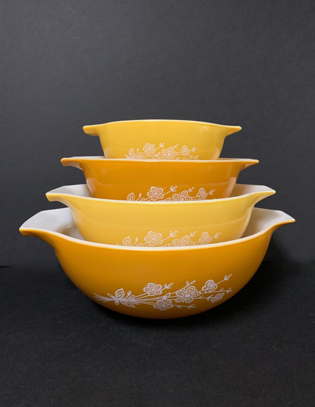 Vintage PYREX Cinderella Mixing Bowls BUTTERFLY GOLD 441 442 443 444 ...