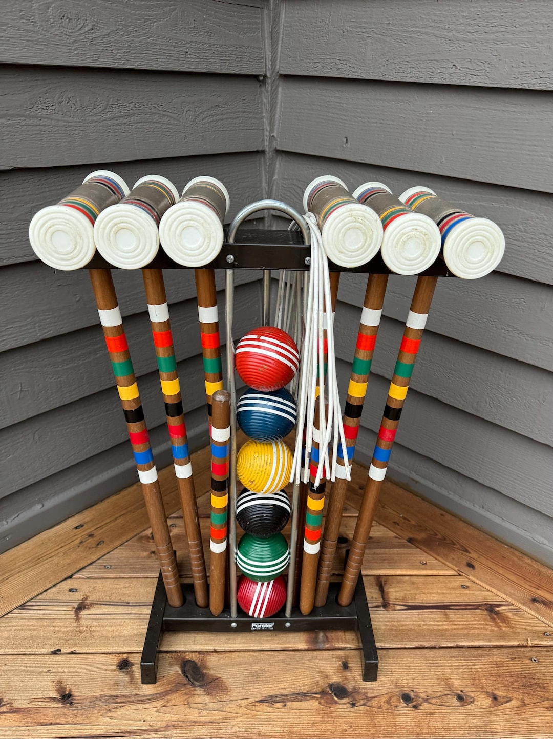 Vintage Forster 6-player Croquet Set With Stand Complete - Etsy