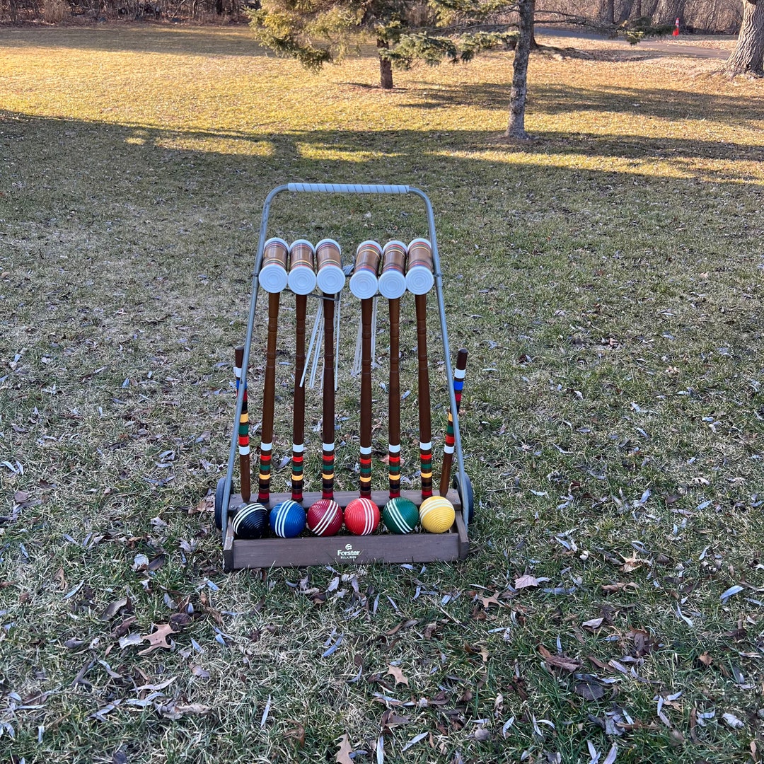 Vintage Forster Croquet Set & Wheeled Stand - 6 Player Complete Nice ...