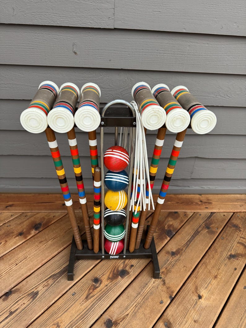 Vintage Forster 6-player Croquet Set With Stand Complete - Etsy