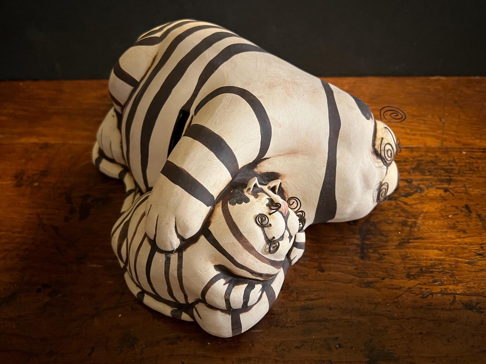 Vintage Fat Cat Kitten C Butler Jones Art Pottery Coin Bank Clay Signed ...