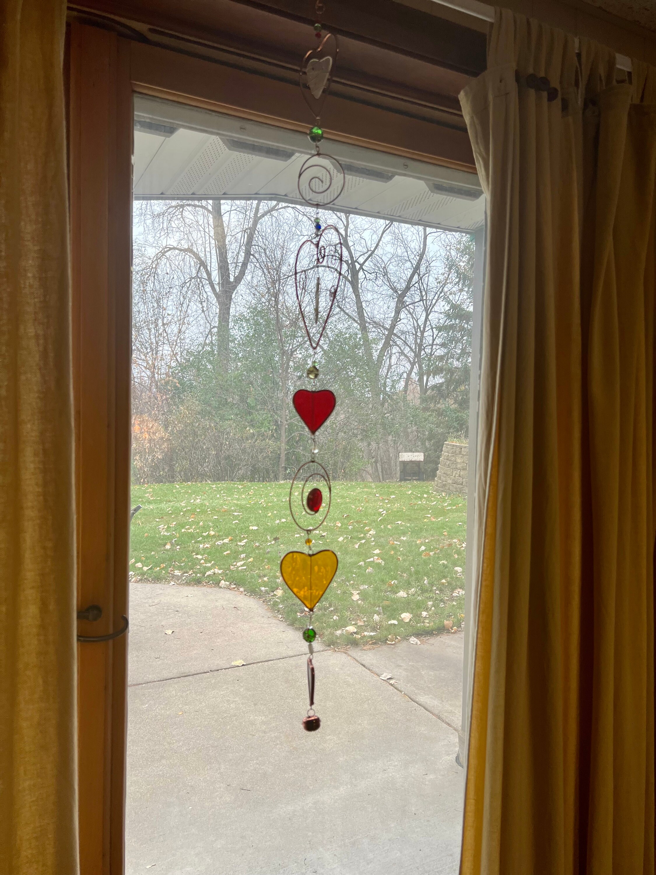 Stain Glass Window Hanging Chain of Hearts Suncatcher - Etsy
