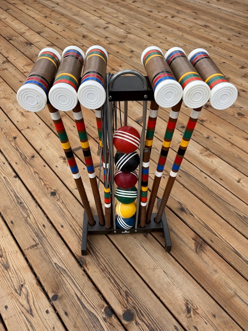Vintage Forster 6-player Croquet Set With Stand Complete - Etsy