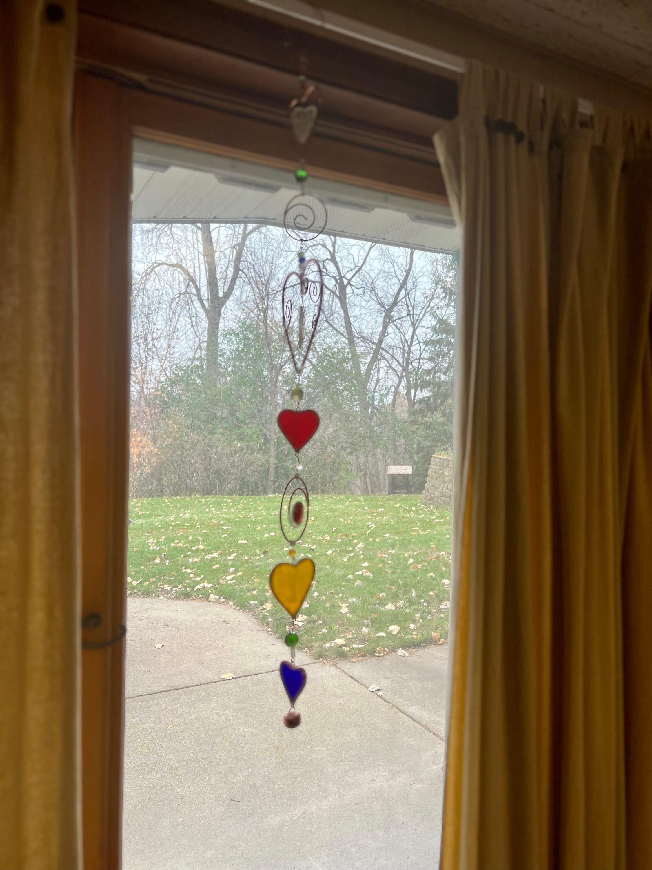 Stain Glass Window Hanging Chain of Hearts Suncatcher - Etsy