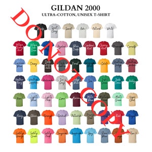Gildan 2000 Ultra COLOR and Size Charts! Customizable CANVA Template ...