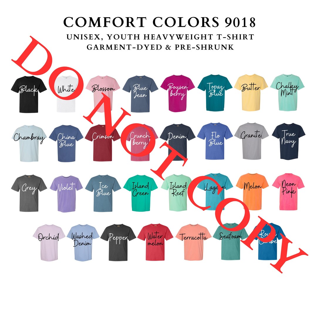 Comfort Colors Youth 9018 COLOR and Size Charts! Customizable CANVA ...