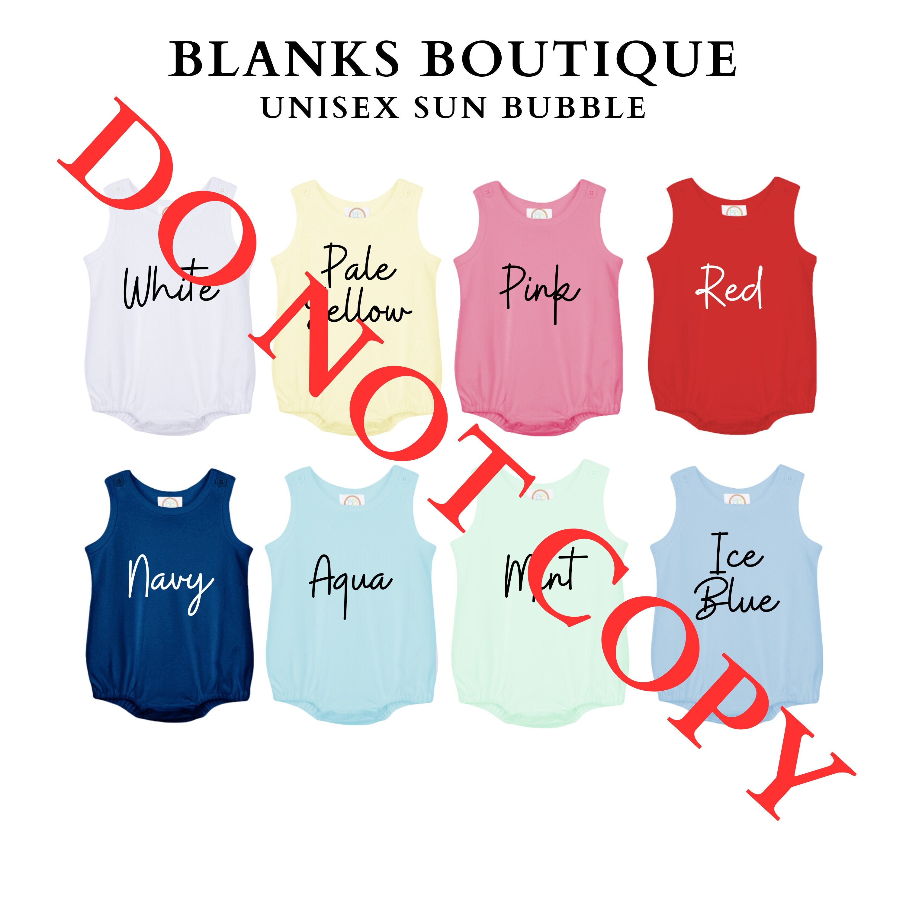 Blanks Boutique Unisex Sun Bubble COLOR and Size Charts! Customizable ...