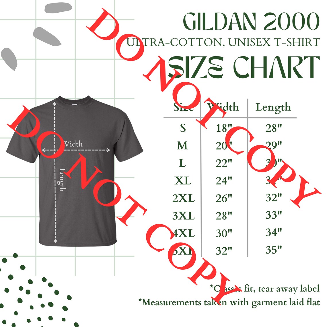 Gildan 2000 Ultra COLOR and Size Charts! Customizable CANVA Template ...