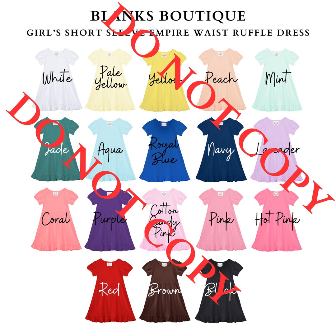 Blanks Boutique Girl's SS Empire Waist Ruffle Dress COLOR and Size ...