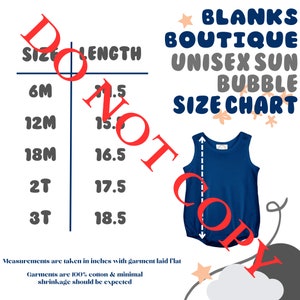 Blanks Boutique Unisex Sun Bubble COLOR and Size Charts! Customizable ...