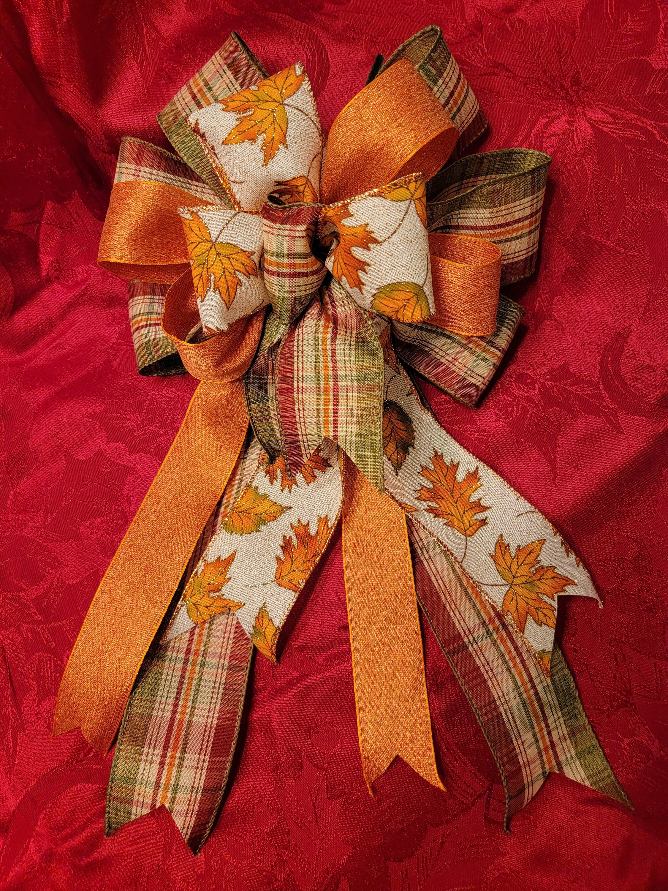 Fall Bow, Bow for Wreath, Bow for Lantern, Oversized Bow, Fall Leaves ...