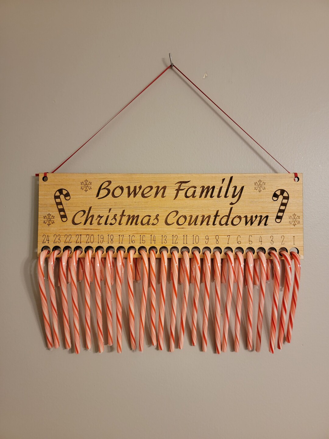 Personalized Candy Cane Countdown Advent Calendar, Candy Cane Holder - Etsy