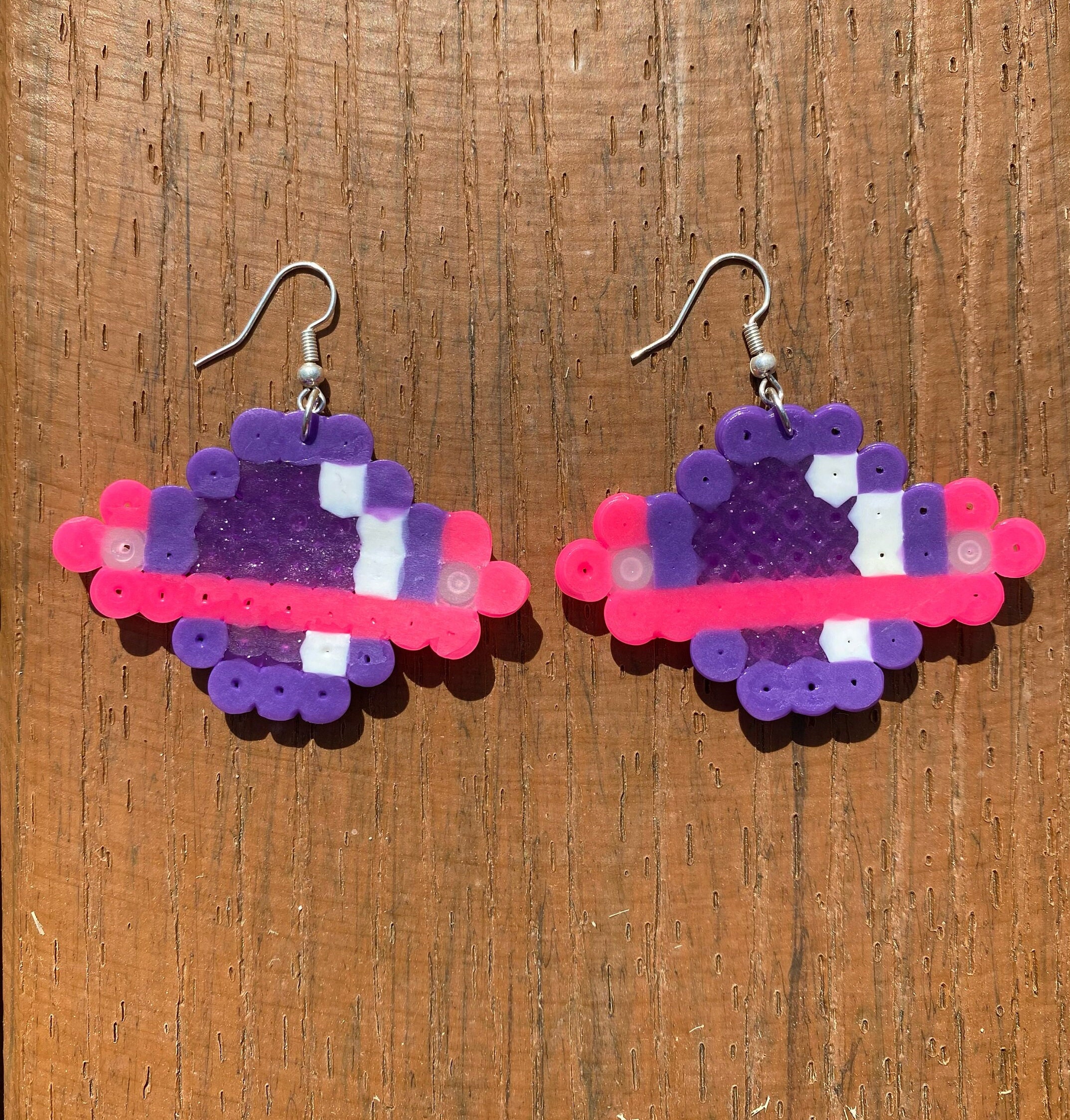 Purple Saturn Perler Bead Earrings - Etsy