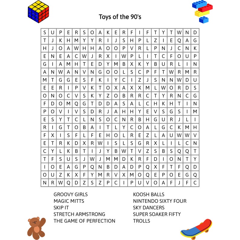 Word Search 90s Word Search Bundle Printable PDF Word Search Digital Download 63 Printable Word ...