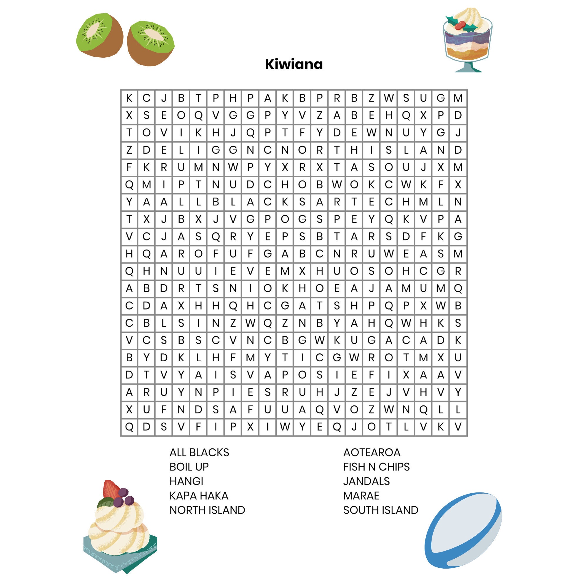 Word Search Kiwiana Word Search Bundle Printable PDF Word Search ...