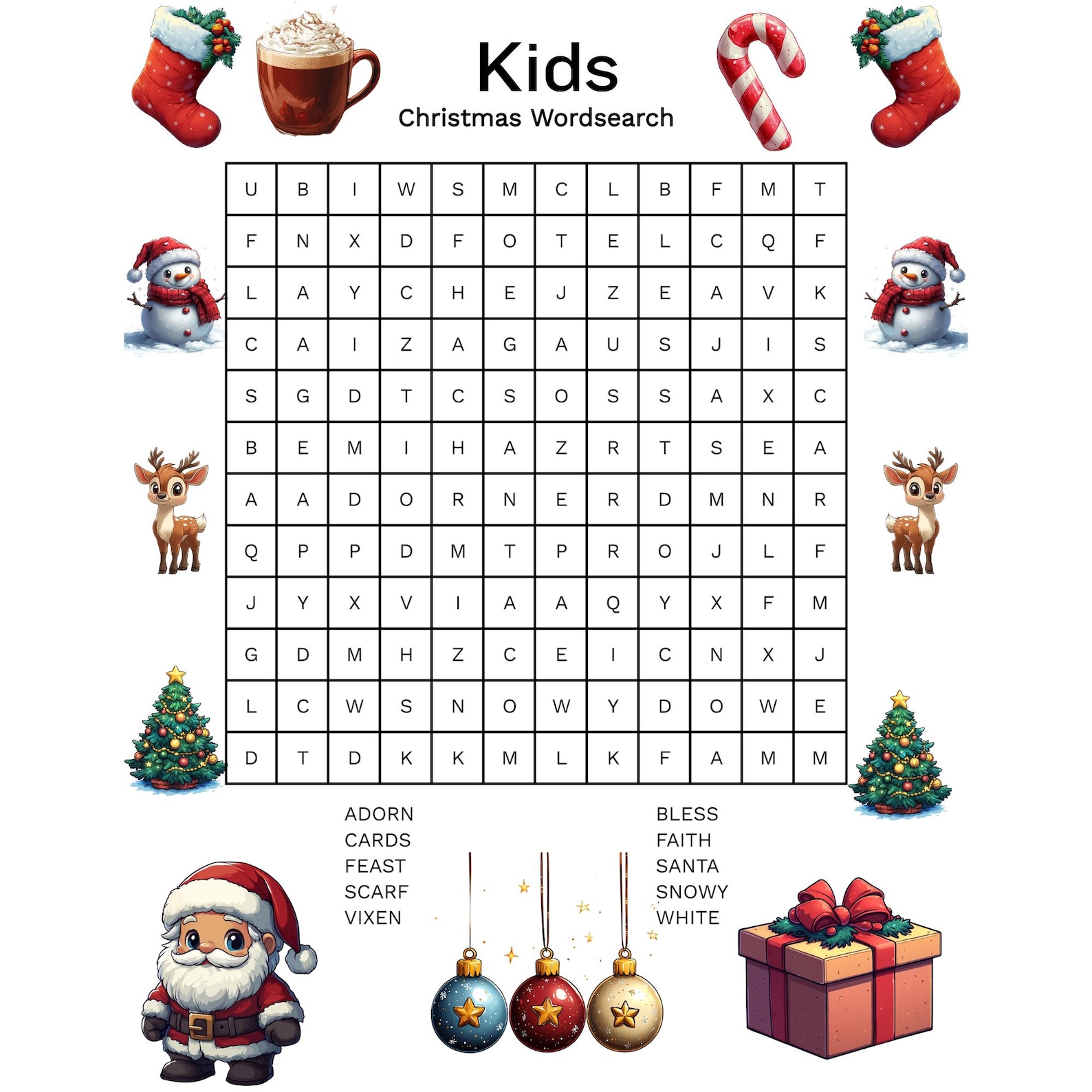Christmas Wordsearch Printable Three Printable Kids Puzzle Pages Kids ...