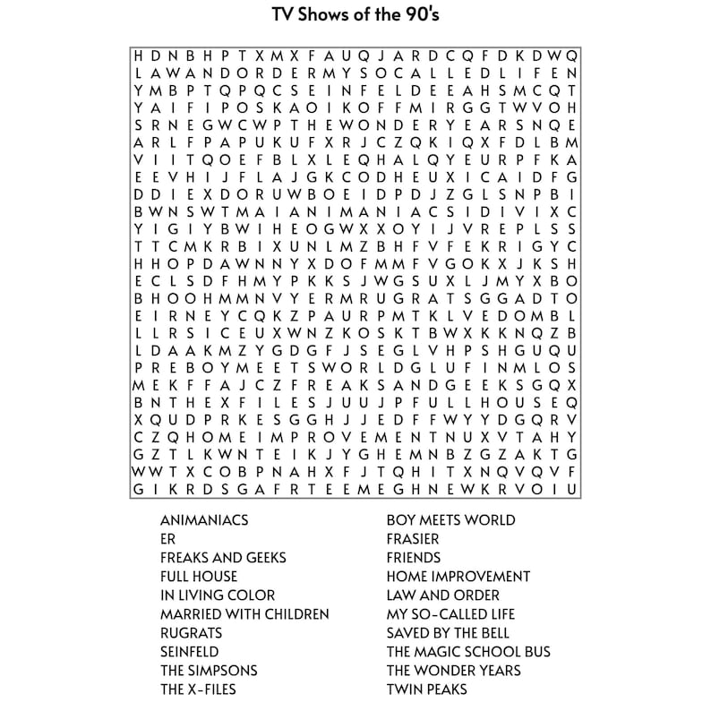 Word Search Printable | 90s Word Search | Word Search Printable PDF ...