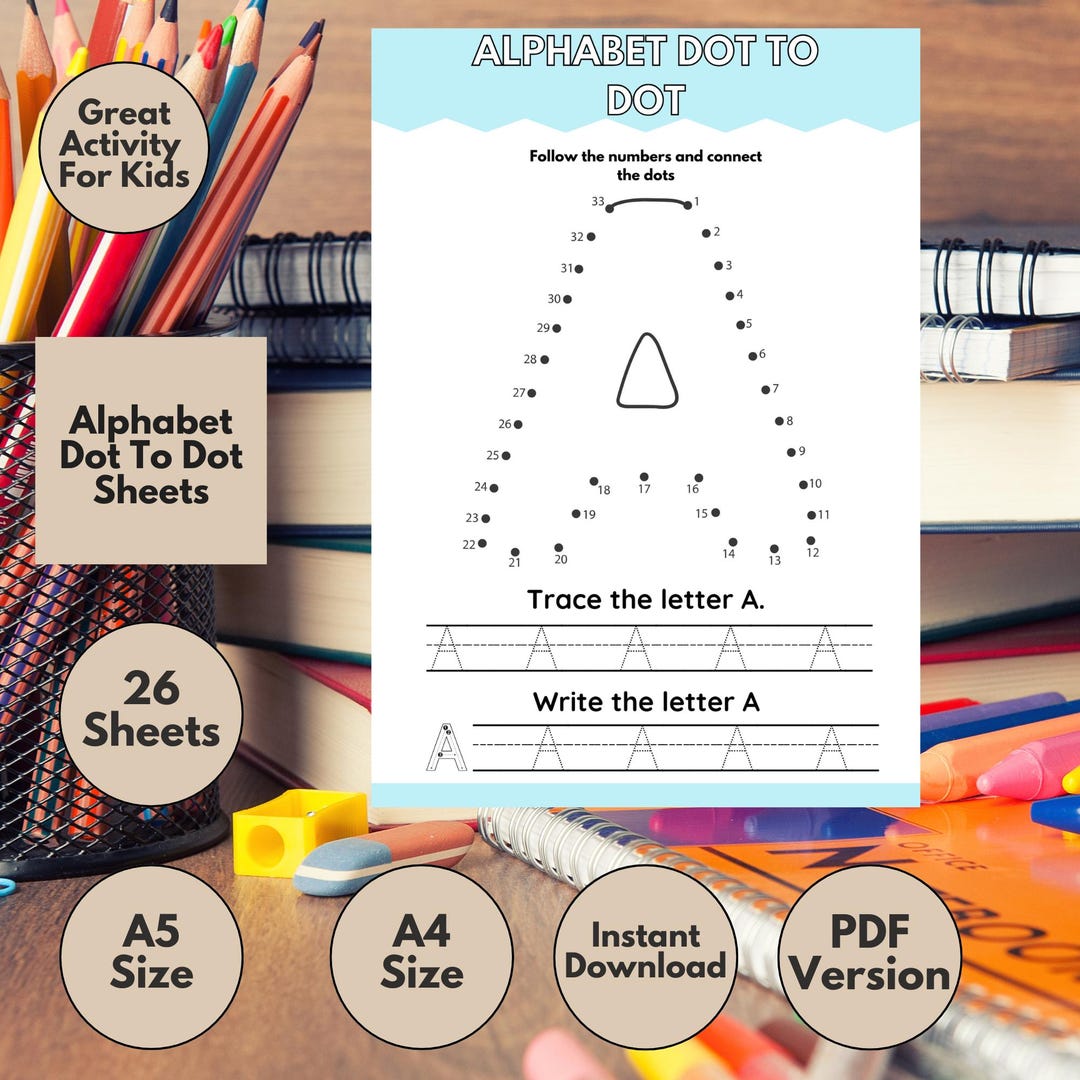 Alphabet Dot to Dot for Preschool, Fun Printable Activity, Letters ...