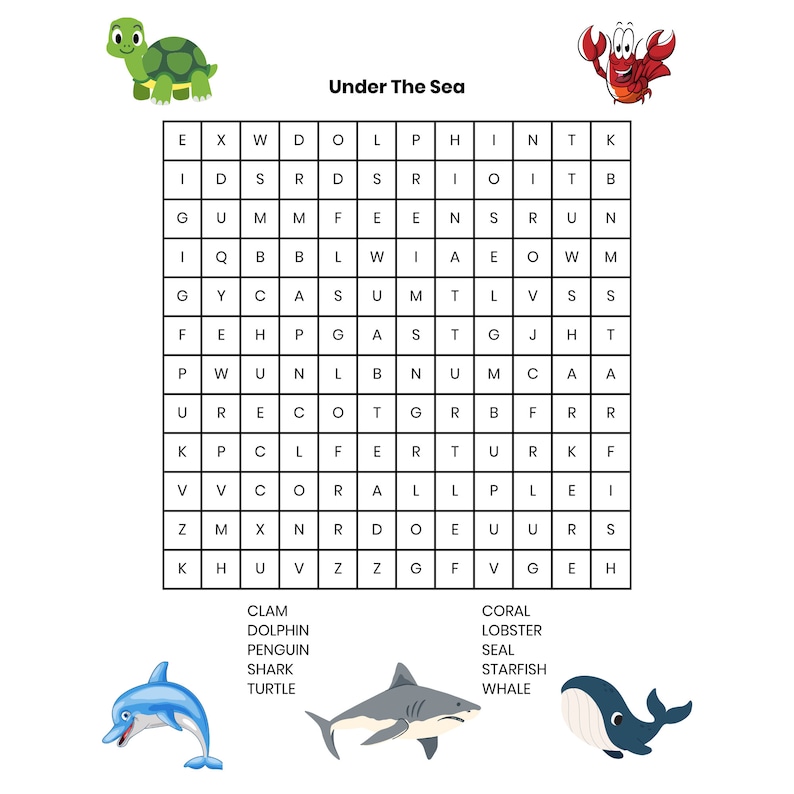 Kids Printable Word Search| 10 Printable Puzzle Pages for Kids| Digital ...