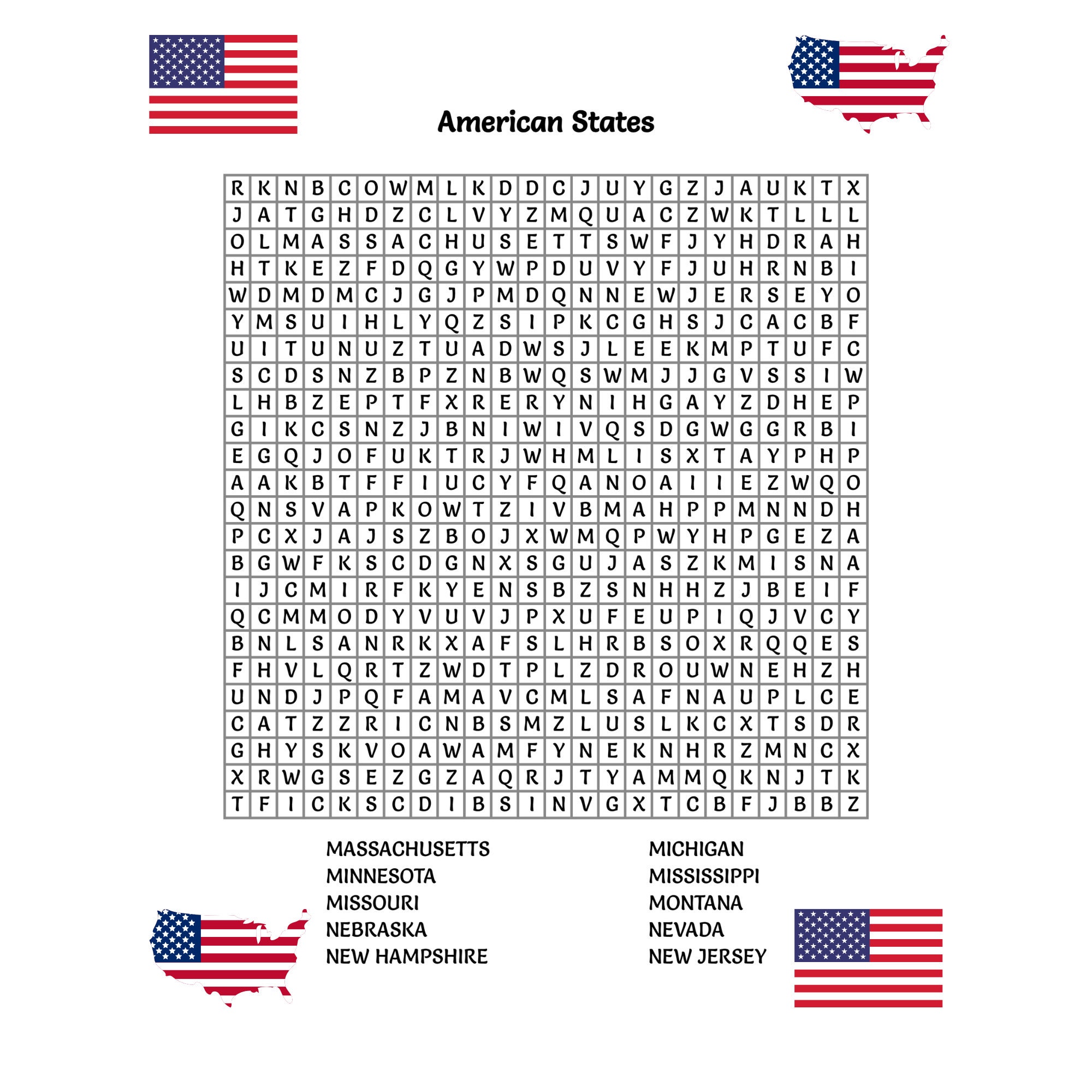 Word Search United States Word Search Bundle Printable PDF Word Search ...