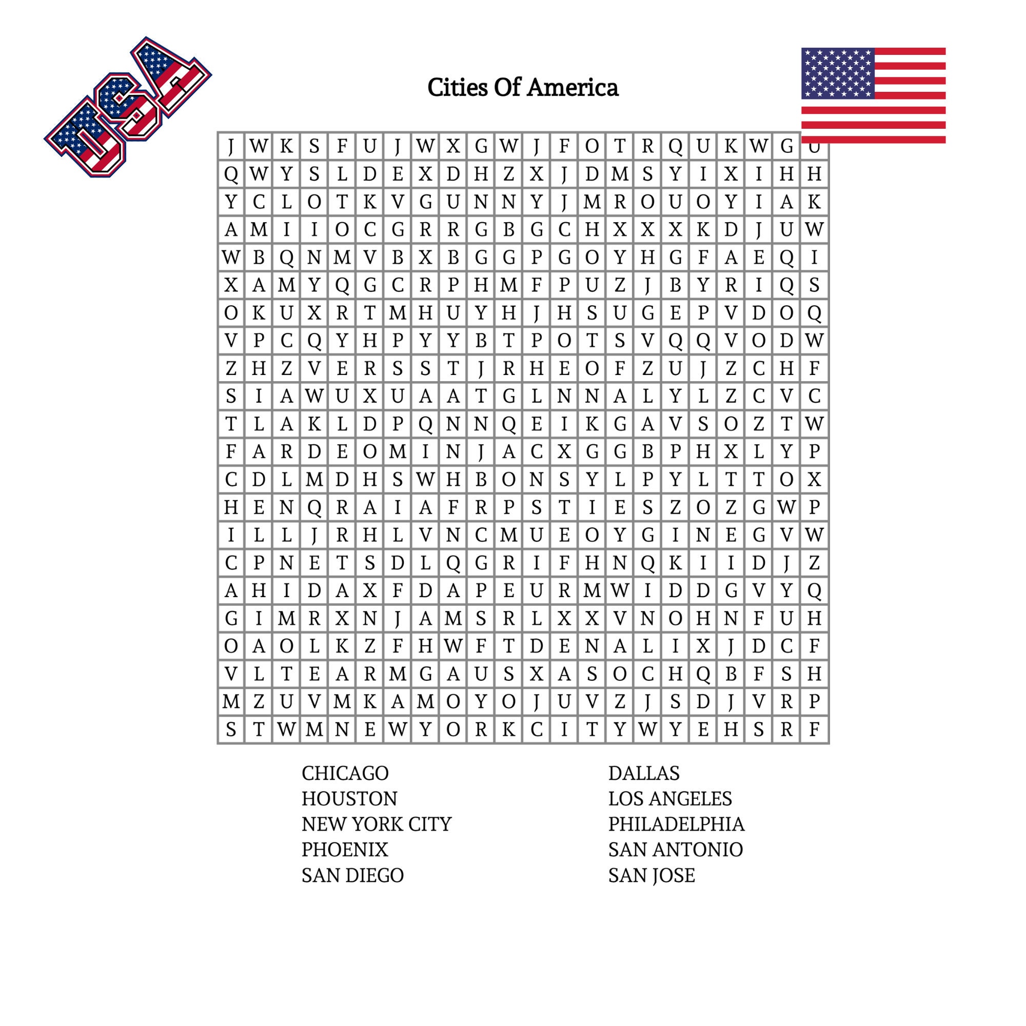 Word Search | United States Cities Word Search Bundle| Printable PDF ...