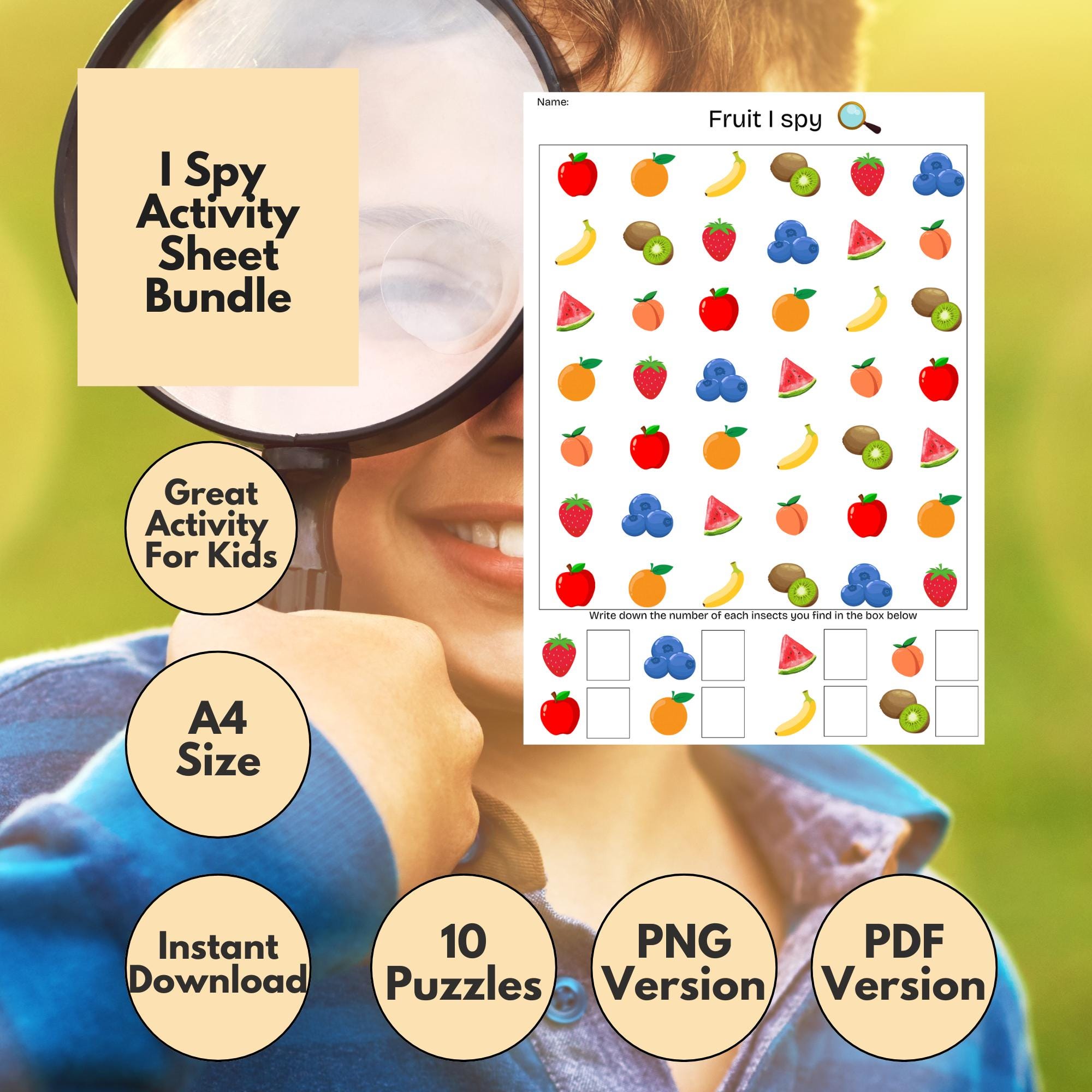 I Spy Printable Activity Sheets: Fun Games for Kids (digital Download ...