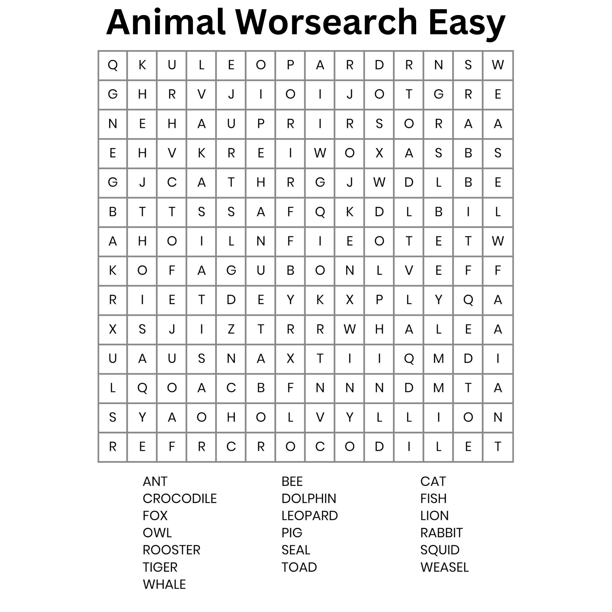 Word Search Animal Word Search Bundle Printable PDF Word Search Digital ...