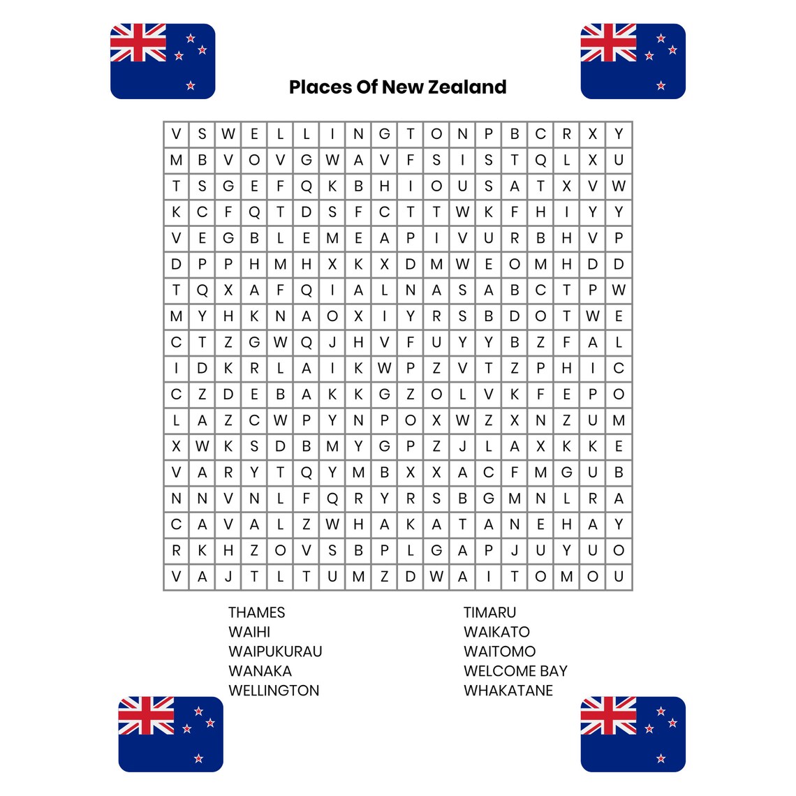 Word Search New Zealand Word Search Bundle Printable PDF Word Search ...
