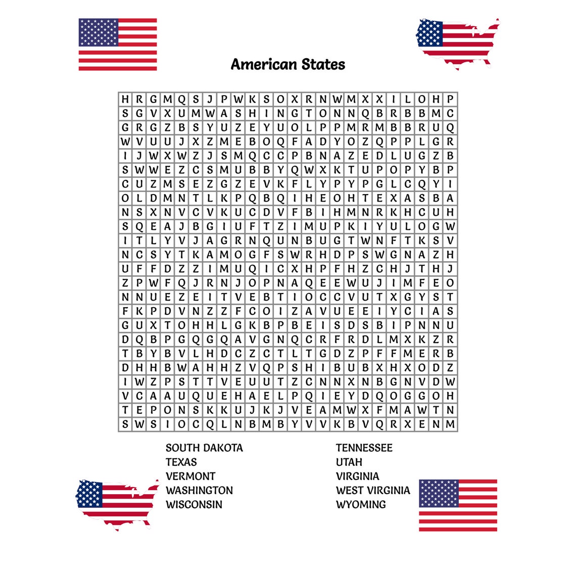 Word Search United States Word Search Bundle Printable PDF Word Search ...
