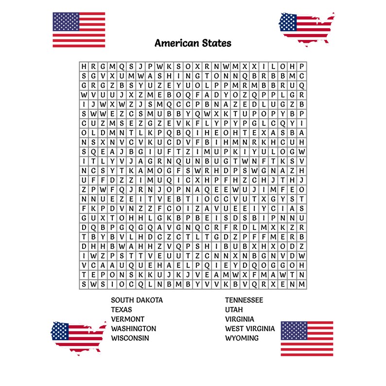 Word Search United States Word Search Bundle Printable PDF Word Search ...