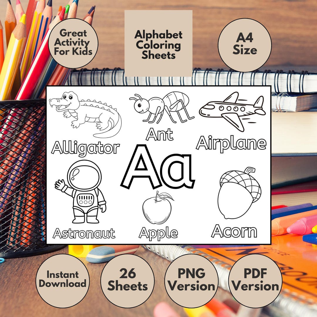 Alphabet Coloring Pages: Fun Preschool Printable Activity (26 Sheets ...