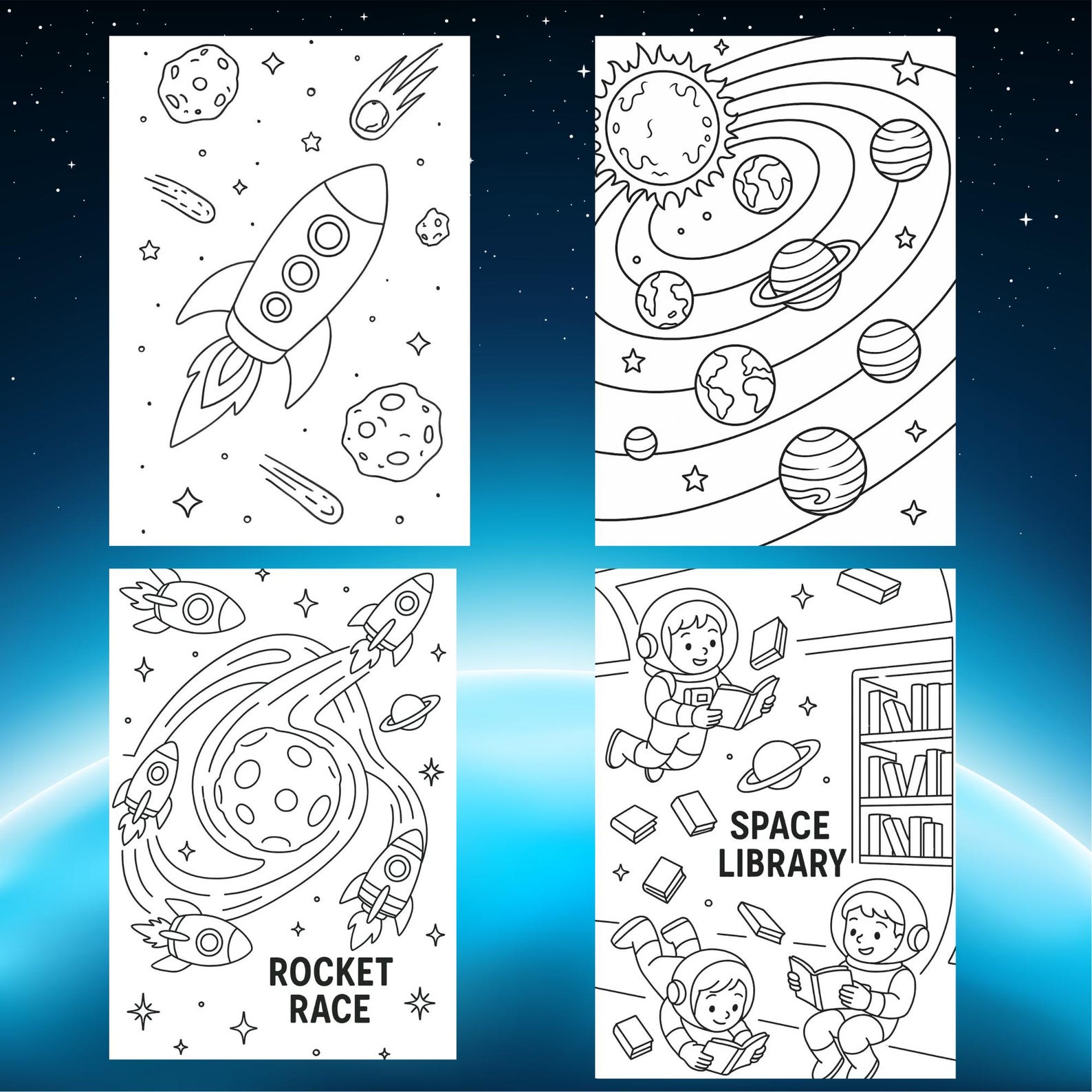 Kids Space Coloring Pages: Planets, Rockets, Astronauts (PDF ...