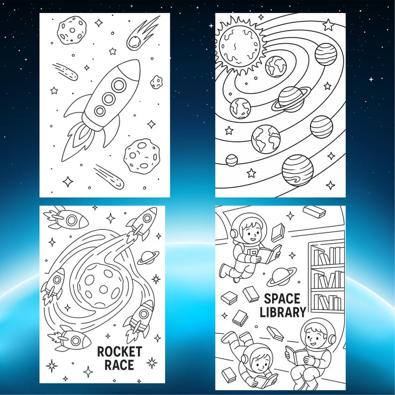 Kids Space Coloring Pages: Planets, Rockets, Astronauts (PDF ...