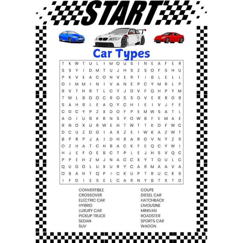 Car Word Search Bundle: 10 Printable Puzzles (PDF/PNG) - Etsy