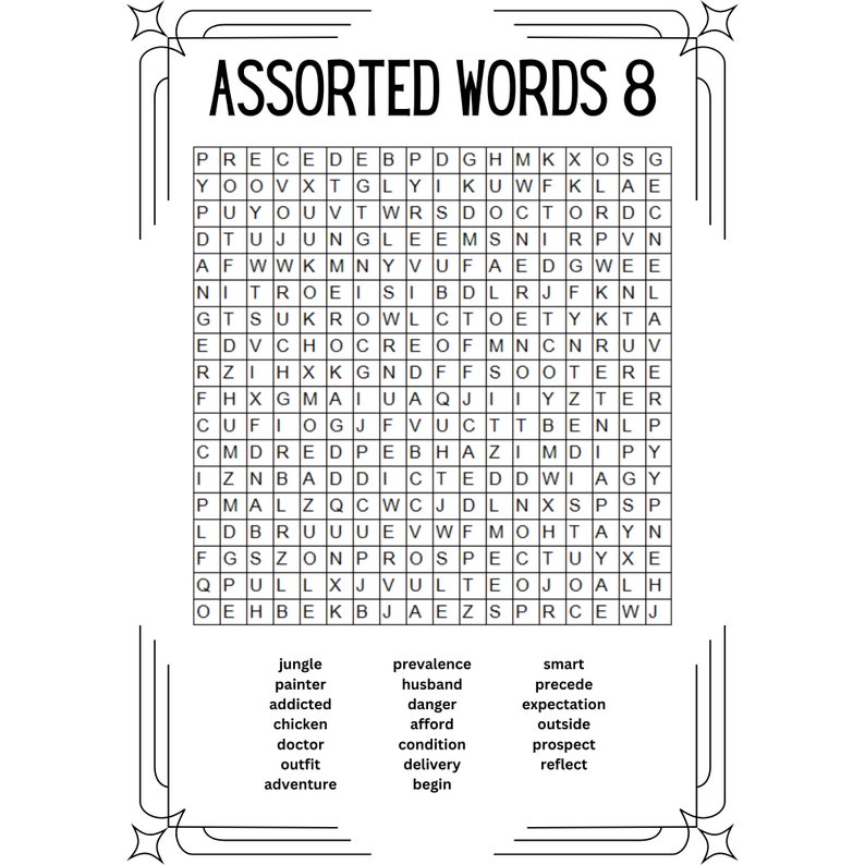 Word Search Printable Puzzle Instant Download,30 Printable Puzzle Pages ...