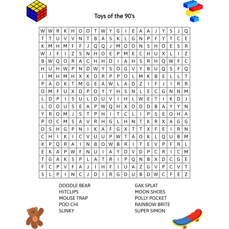 Word Search 90s Word Search Bundle Printable PDF Word Search Digital Download 63 Printable Word ...