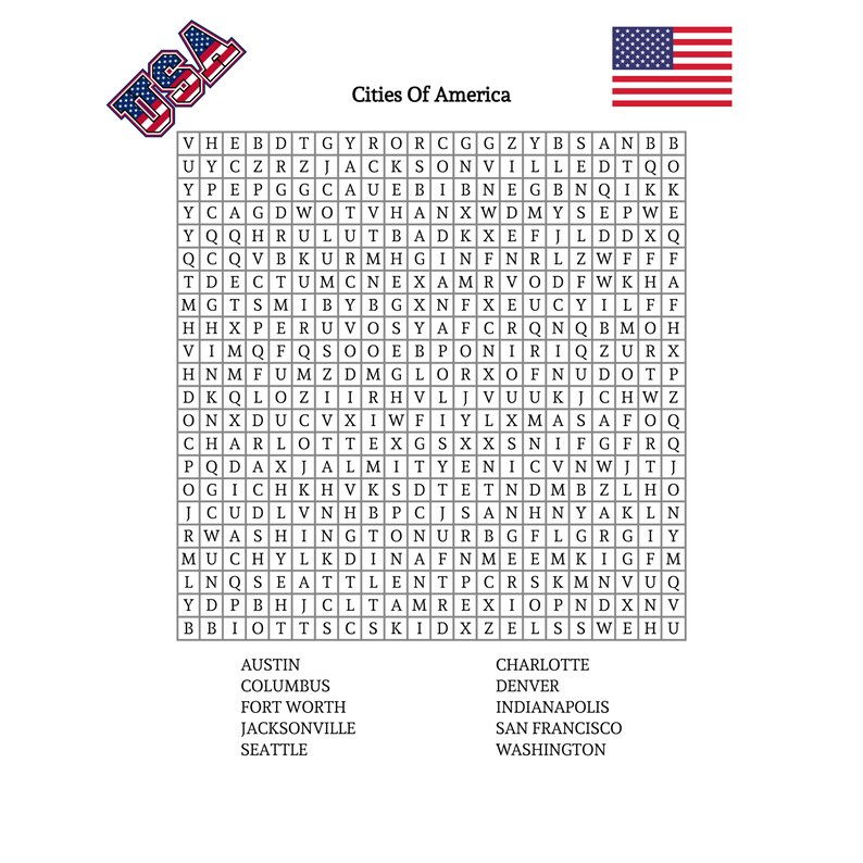 Word Search | United States Cities Word Search Bundle| Printable PDF ...