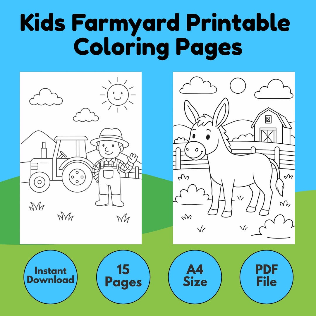 Farm Animal Coloring Pages for Kids, Toddler Coloring Sheets, Farm ...