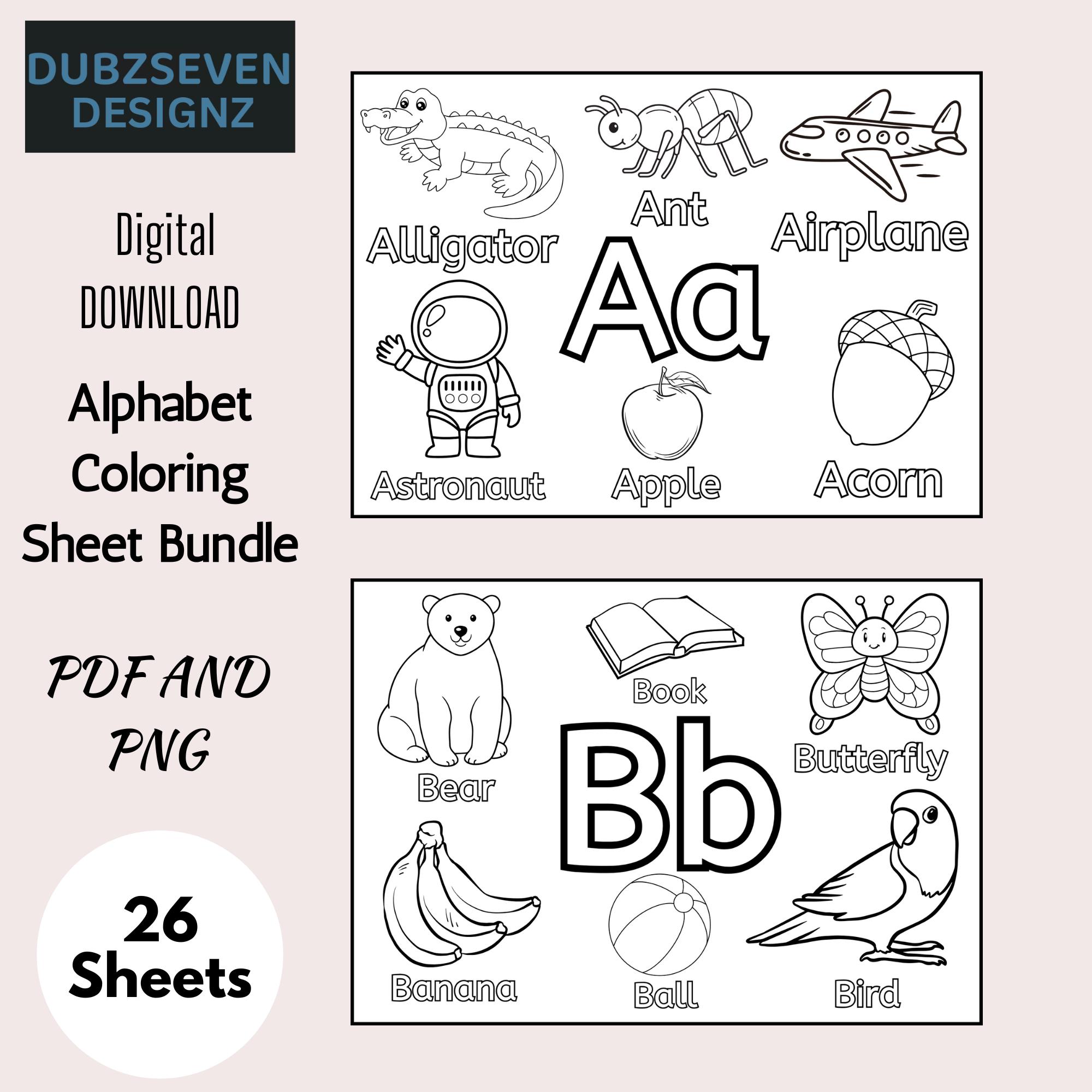 Alphabet Coloring Pages: Fun Preschool Printable Activity (26 Sheets ...