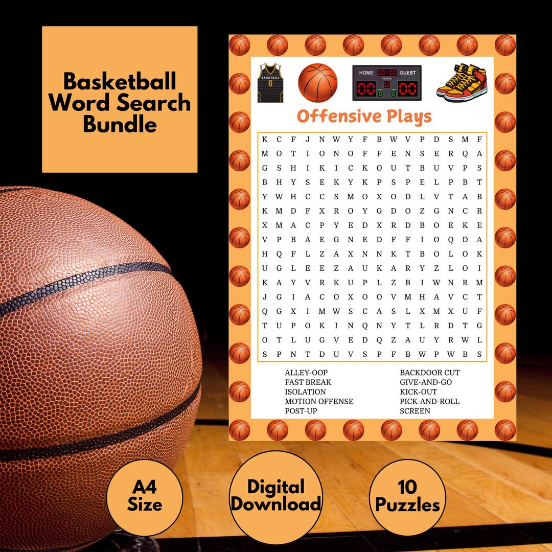 Basketball Word Search Bundle | 10 Wordsearches | Printable Puzzle With ...