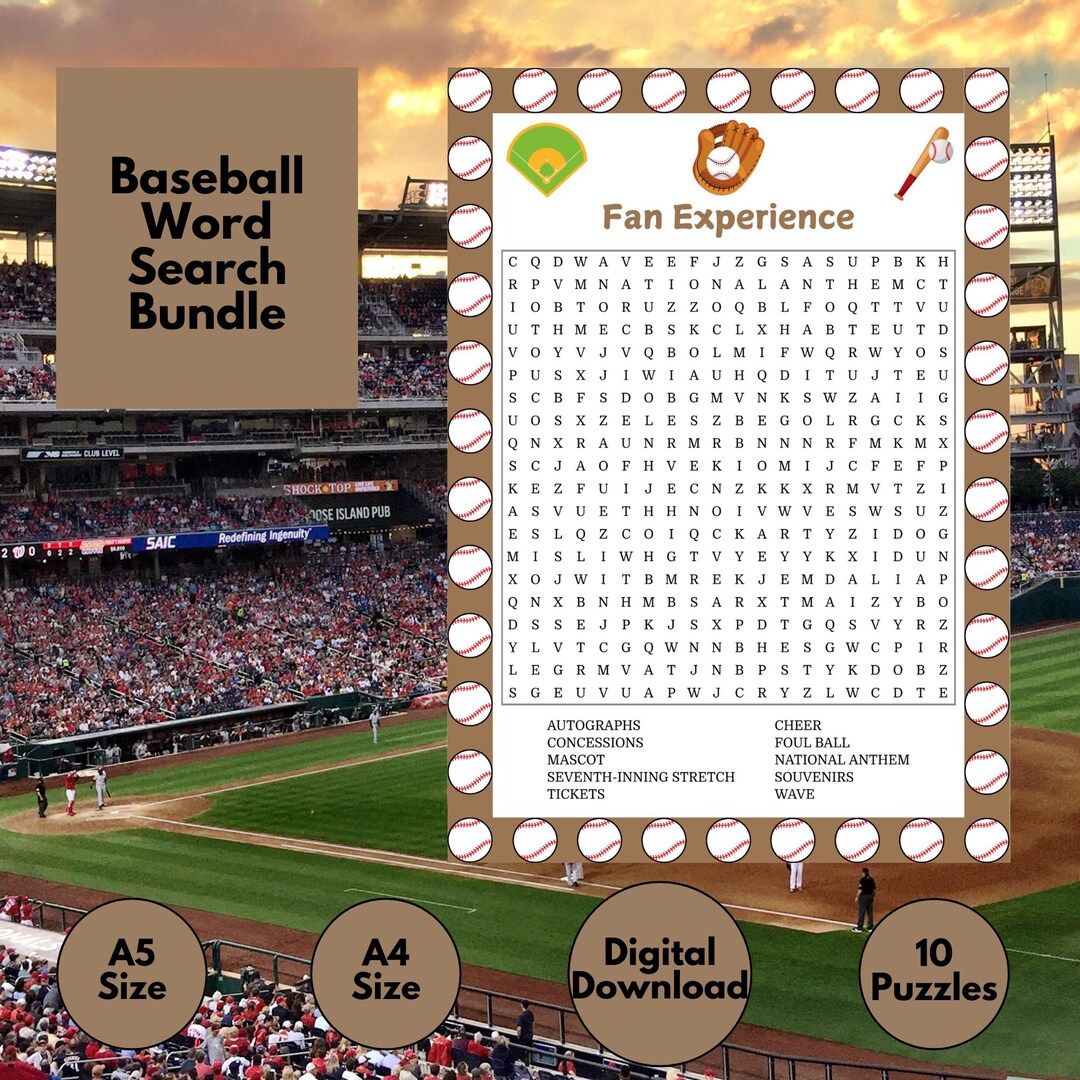 Baseball Word Search Bundle | 10 Wordsearches | Printable Puzzle PDF ...
