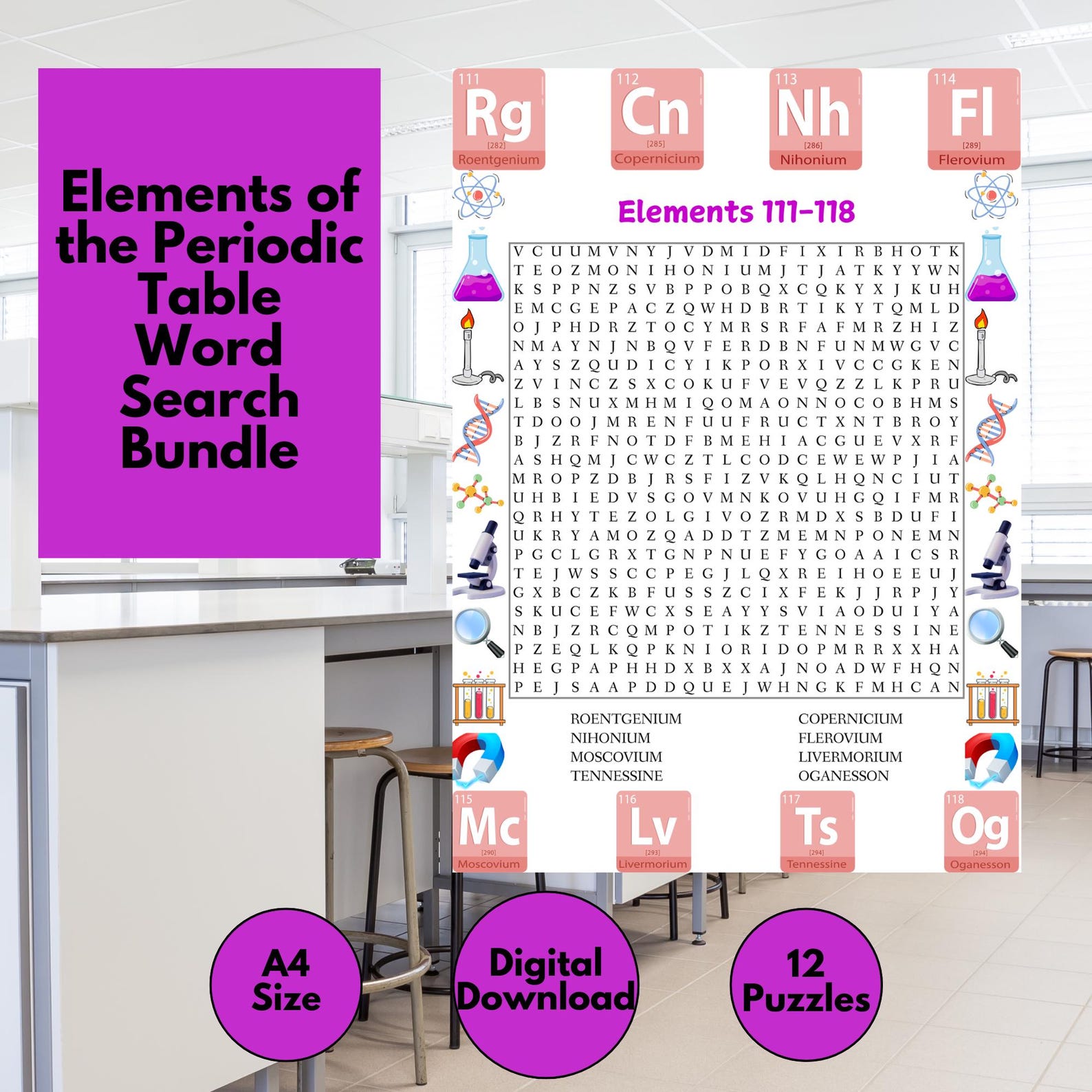 Periodic Table Word Search Puzzle Bundle (printable PDF) - Etsy