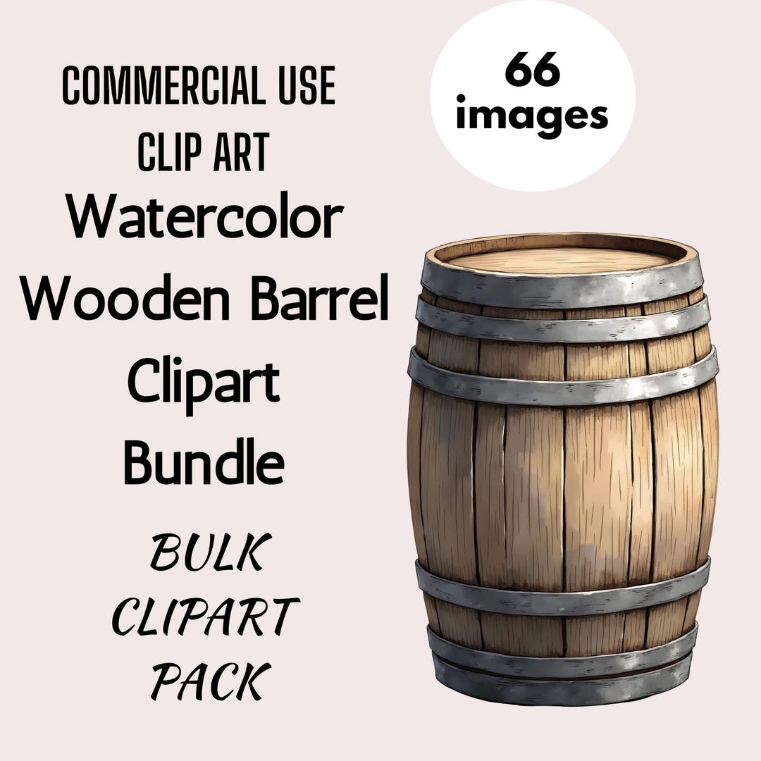 Wooden Barrels Clip Art, Wood Barrels Clipart, Watercolor Beer Keg ...
